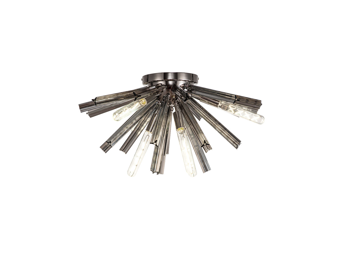 Clarence 6 Light Flush Ceiling Light Smoke Glass 58.5cm – Azzoro Living